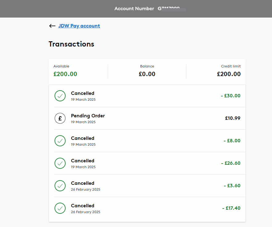 How do I view my previous transactions online? – JD Williams